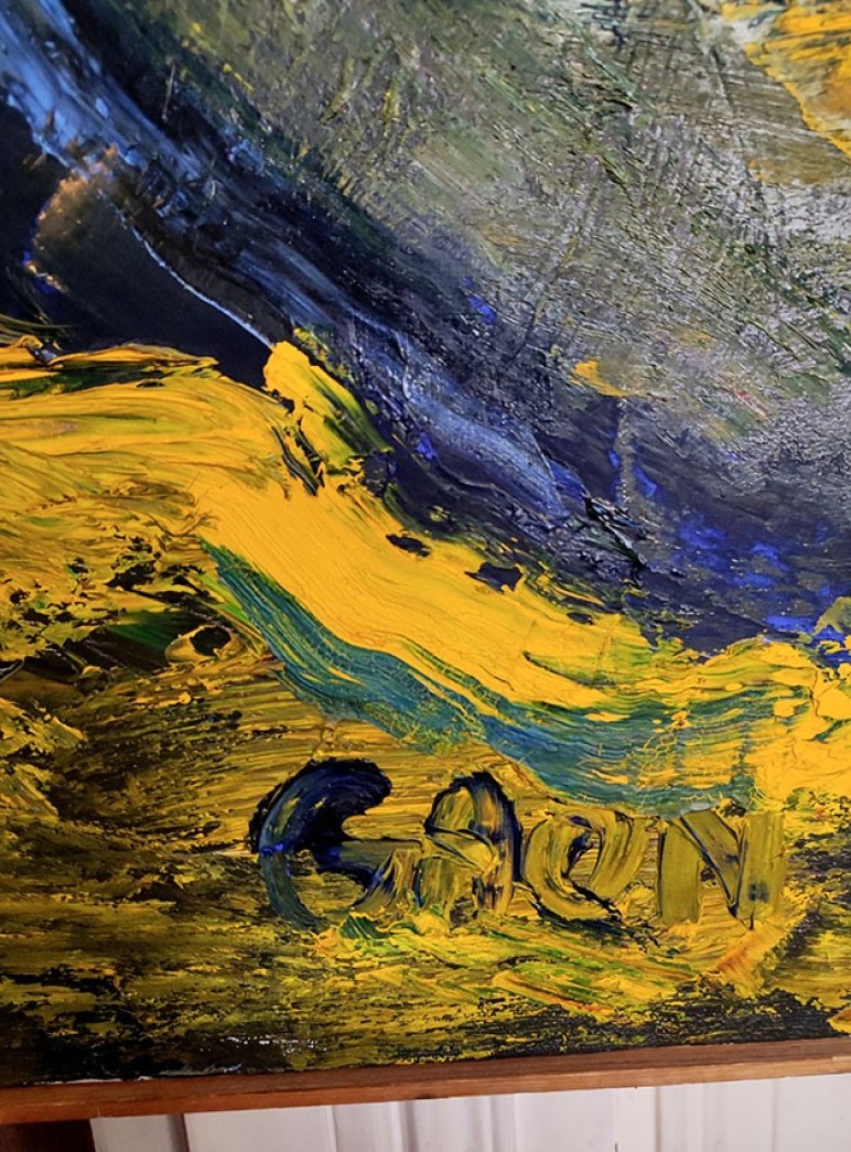 Grand Tableau huile sur Toile Simon Gaon 1988 d'occasion